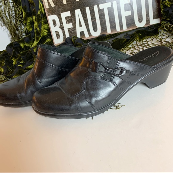 Clarks | Shoes | Clarks Black Leather Clogs | Poshmark